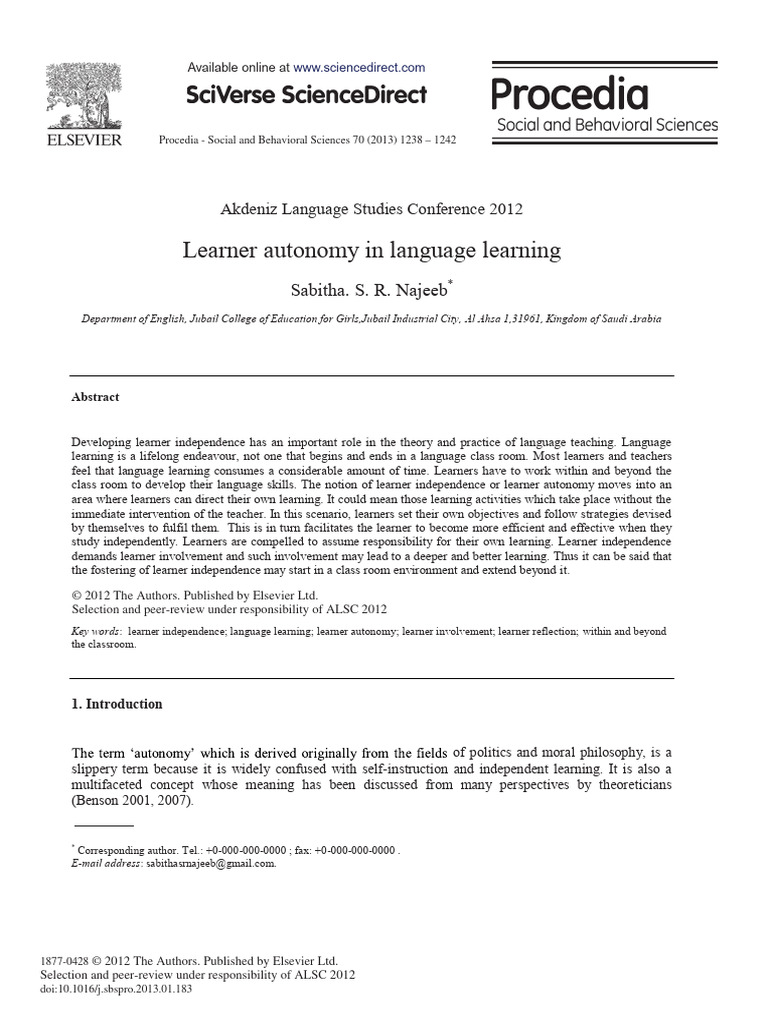 ARTÍCULO Learner_autonomy_in_language_learning | PDF | Learning | Autonomy