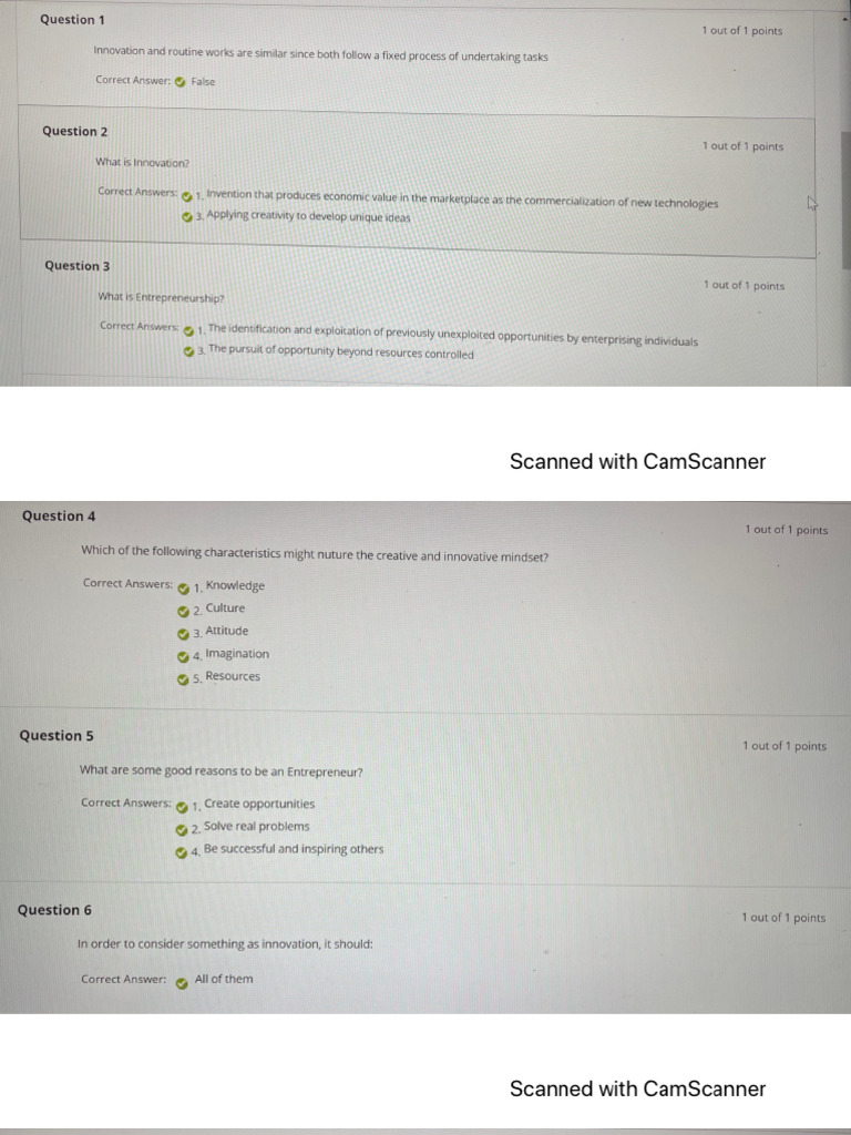 Innovation Quizzes and Assignments | PDF