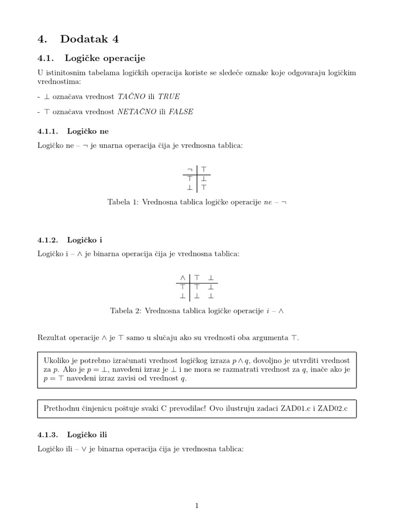 Logicki Operateri U C | PDF
