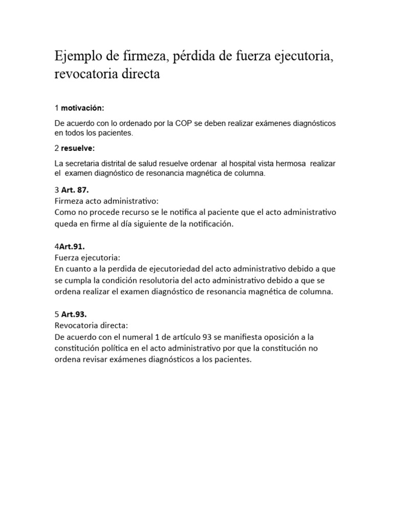 Ejemplo de Firmeza | PDF