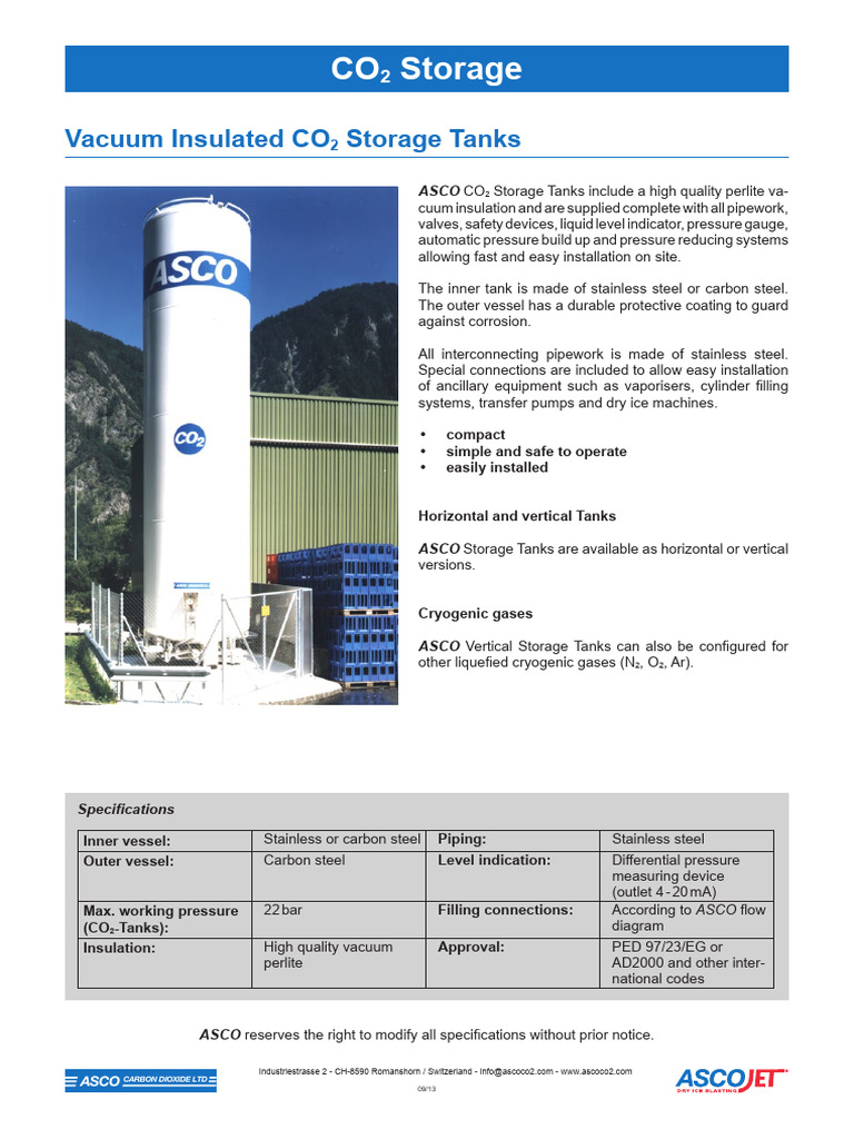 Vacuum Insulated CO2 and Cryogenic Storage Tanks | PDF | Valve | Carbon ...