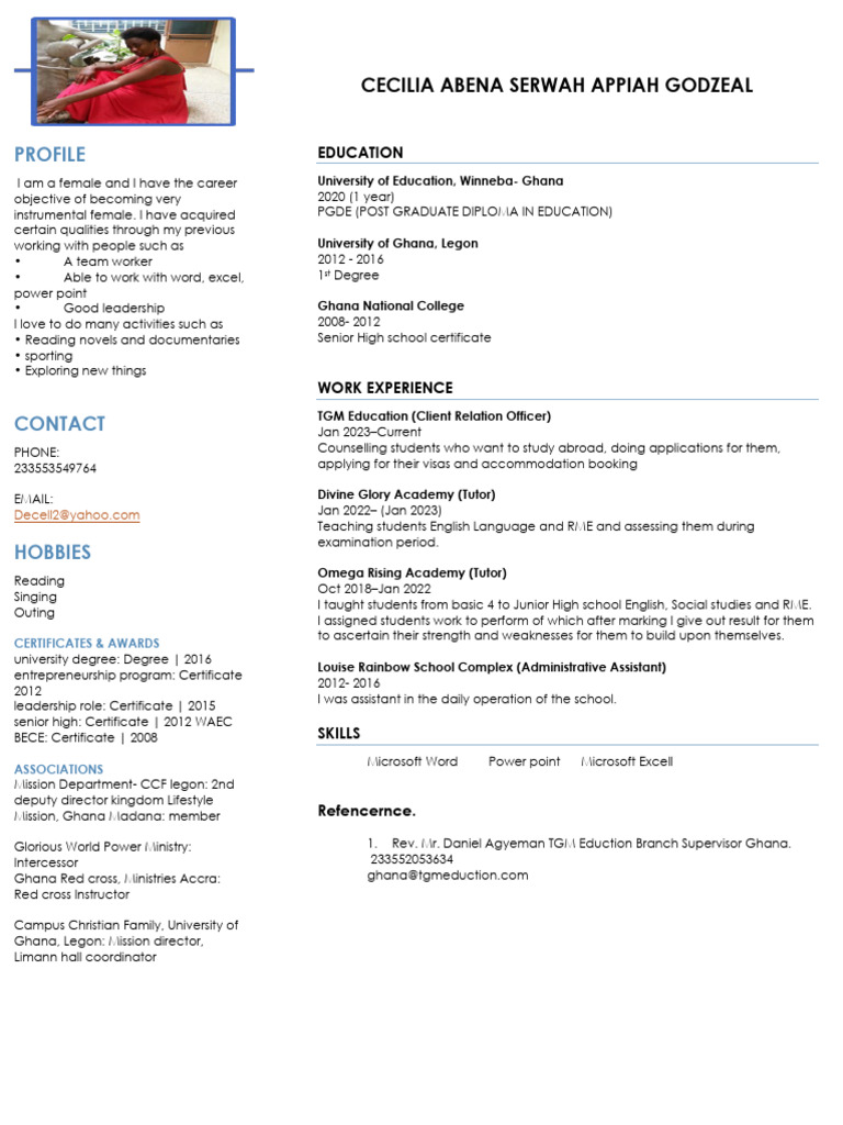 Cecilia CV | PDF | Educational Stages