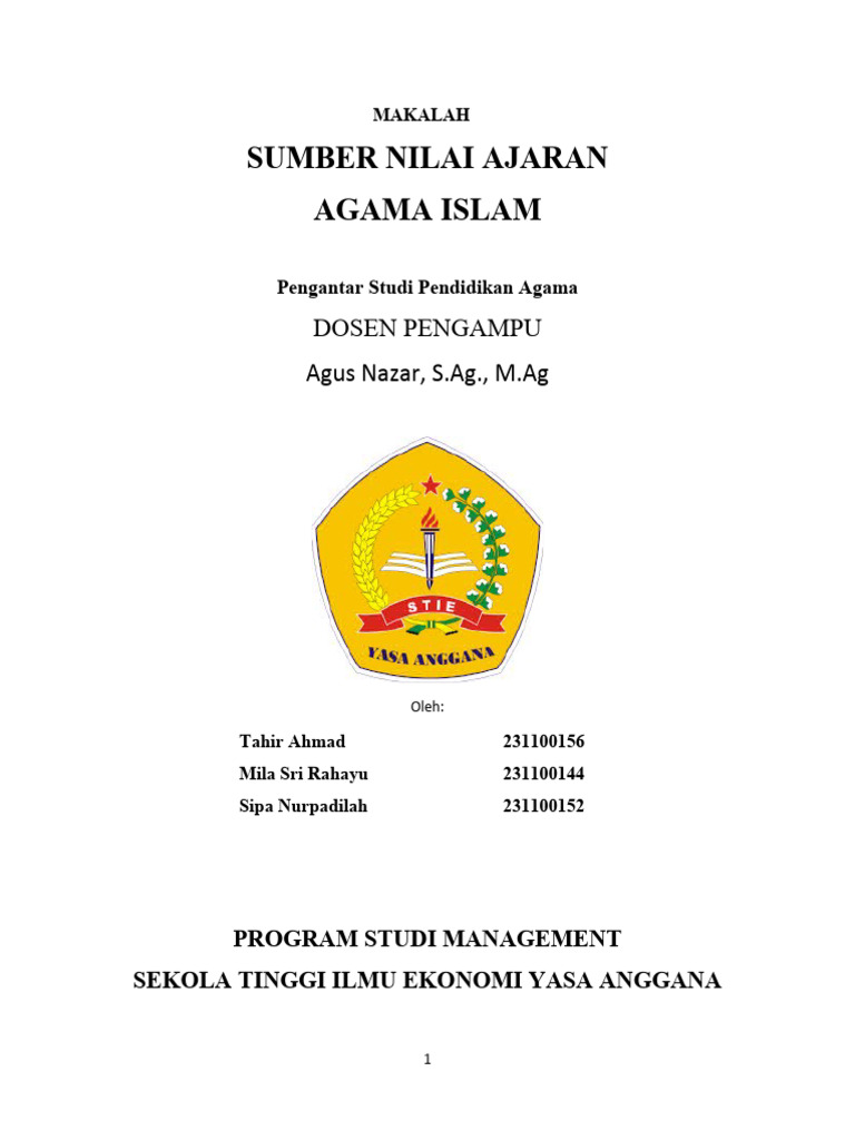 Sumber Nilai Ajaran Agama Islam | PDF | Agama & Spiritualitas