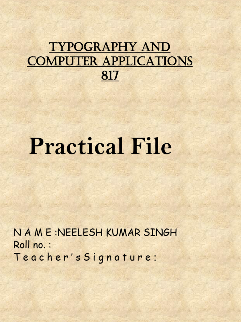 TYPOGRAPHY PRACTICAL FILE New Pns | PDF | Computing