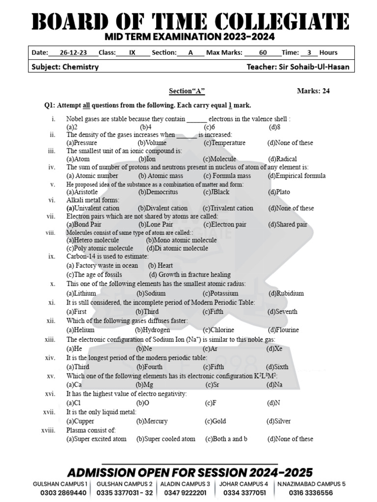 Chemistry Mid Term | PDF | Valence (Chemistry) | Ion Chemistry Mid Term | PDF | Valence (Chemistry) | Ion