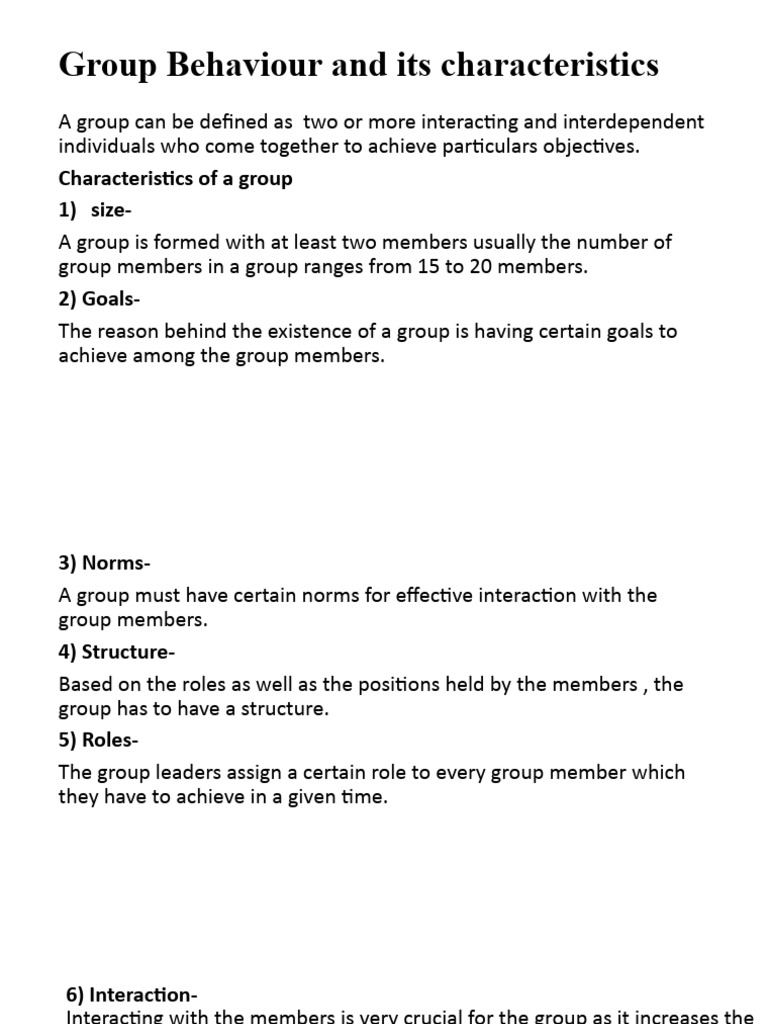 Group Behaviour and Its Characteristics | PDF | Career & Growth