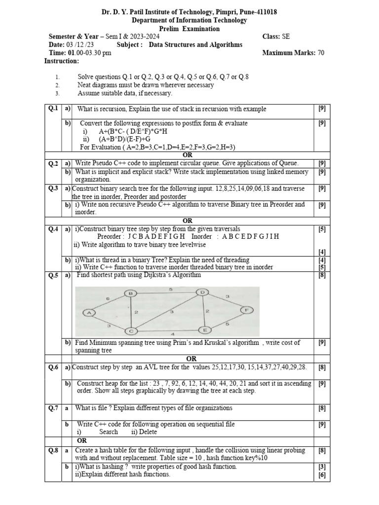 DSA Prelim Paper | Download Free PDF | Computing | Algorithms And Data ... DSA Prelim Paper | Download Free PDF | Computing | Algorithms And Data ...