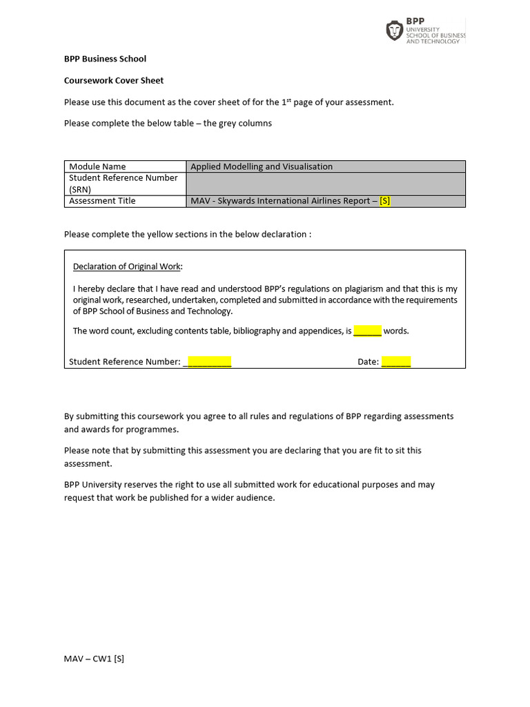 MAV - CW1 [S] - Summative Assessment - Skywards International Airlines Report v11 (1) | PDF ...