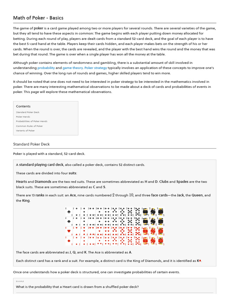 Math of Poker - Basics - Brilliant Math & Science Wiki | PDF | Betting ...