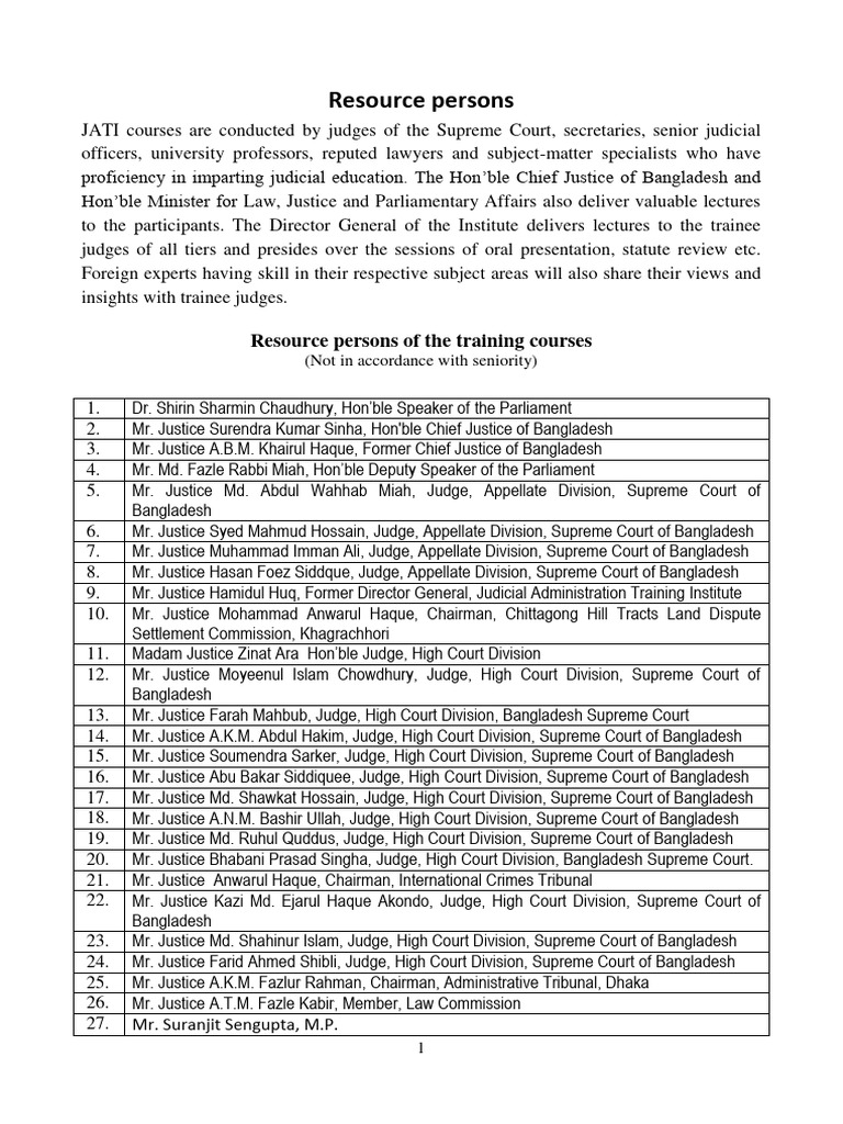 Resource Persons | PDF | Government | Supreme Courts