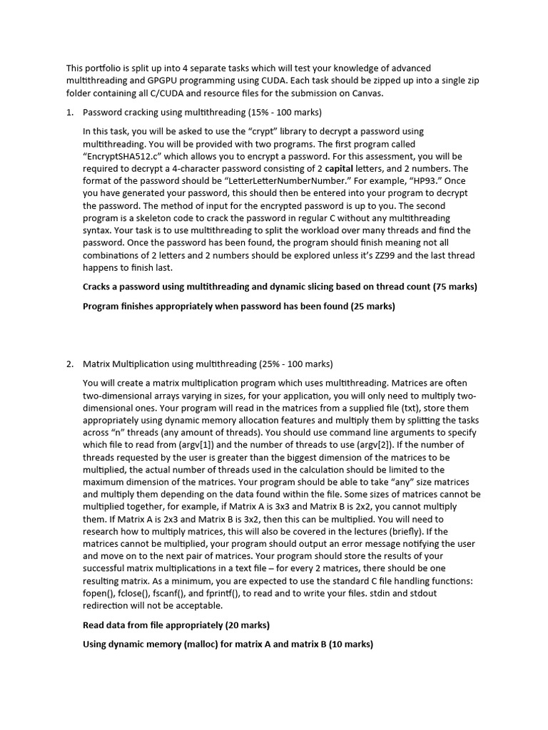 Multithread Pdf Matrix Mathematics Thread Computing