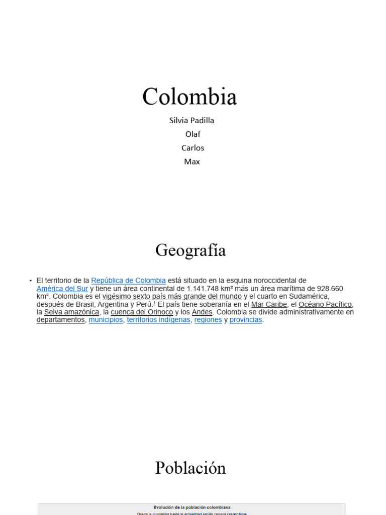 Datos clave sobre Colombia: geografía, población y cultura | PDF | Colombia