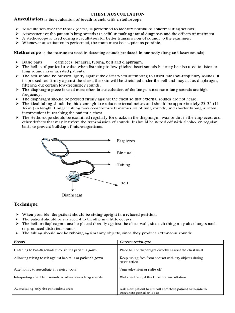 Chest Auscultation | PDF | Lung | Thorax