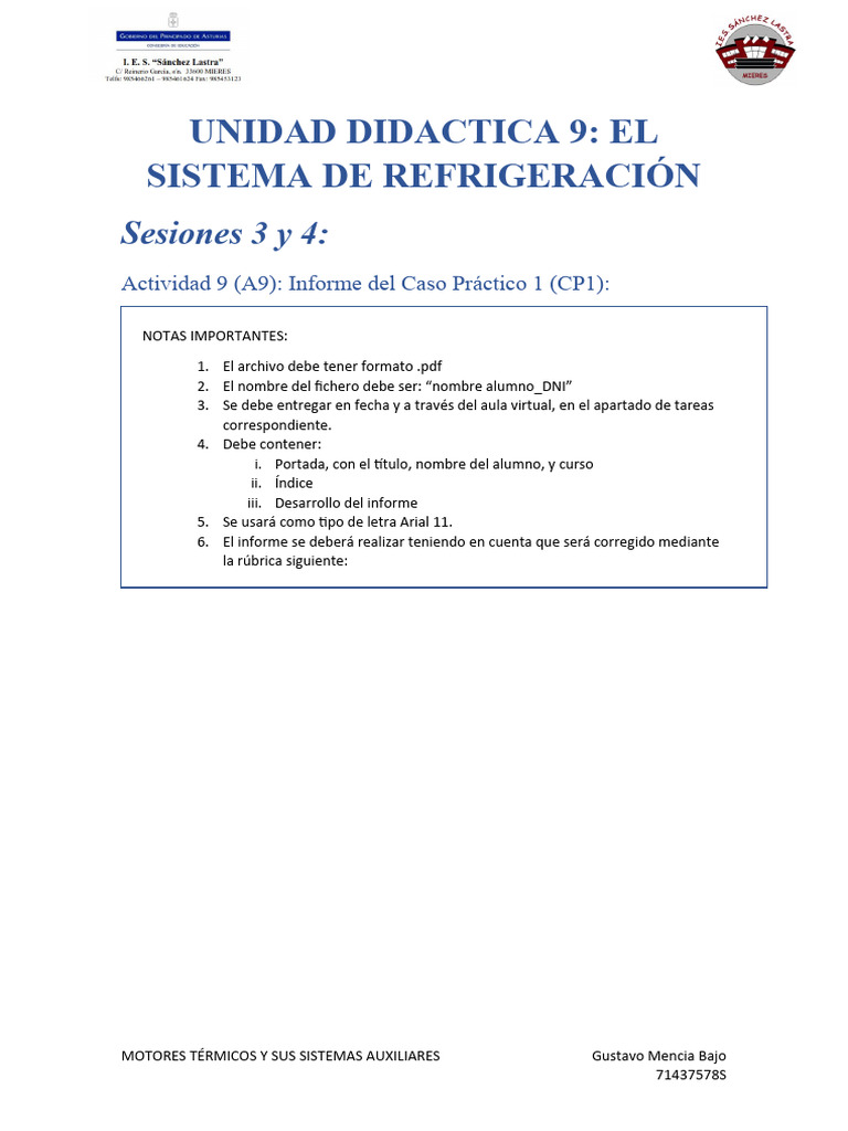A9. Instrucciones Informe CP1 | PDF