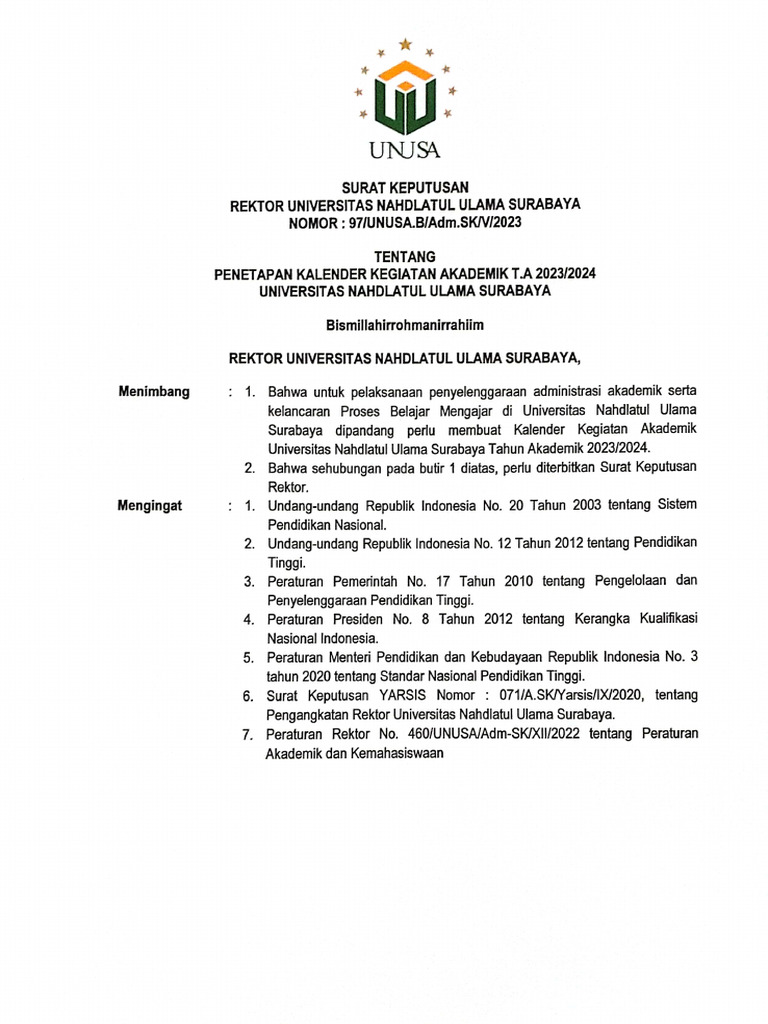 SK-Kalender-Akademik-T.A-2023-2024 (1) | PDF