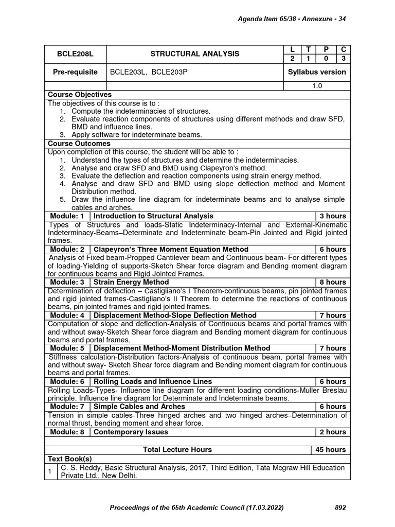 Structural Analysis Course Guide | PDF | Beam (Structure) | Structural Analysis