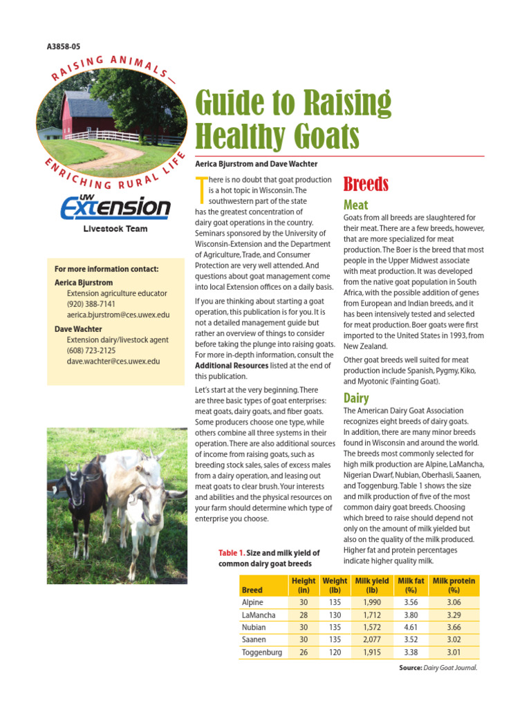 Guide To Raising Healthy Goats: Breeds | PDF
