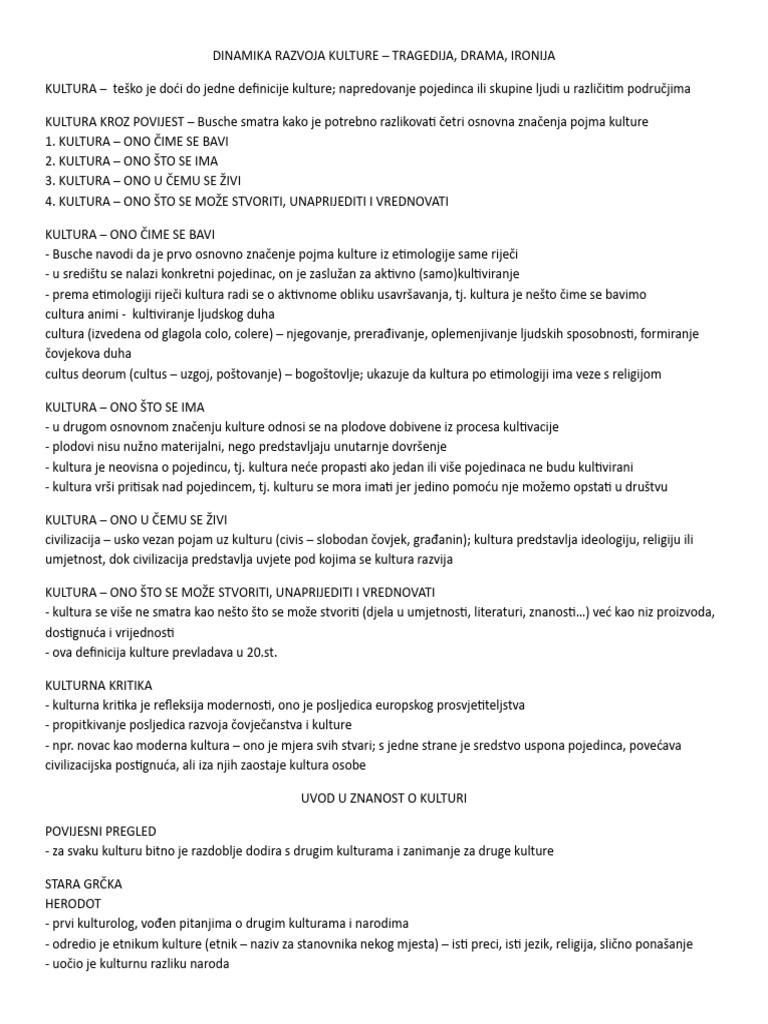 Dinamika Razvoja Kulture | PDF