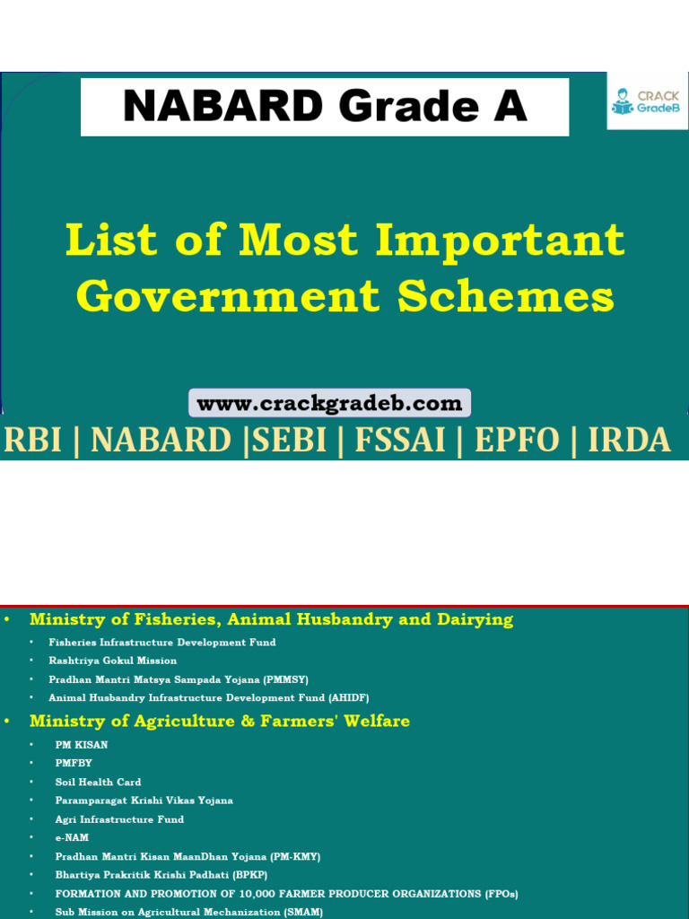 List of Important Government Schemes | PDF | Government Of India ...