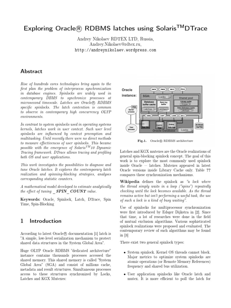 Exploring Latches Pdf Databases Thread Computing