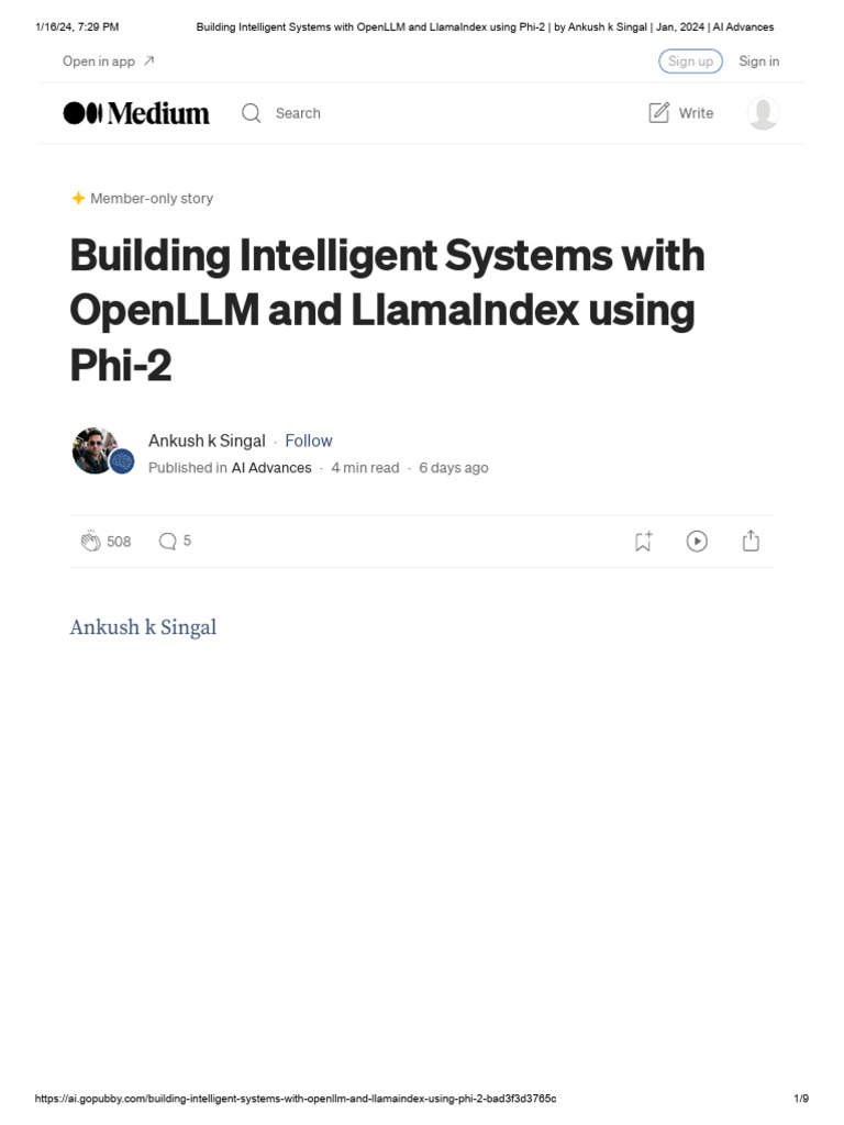 Building Intelligent Systems With OpenLLM and LlamaIndex Using Phi-2 - by Ankush K Singal - Jan ...