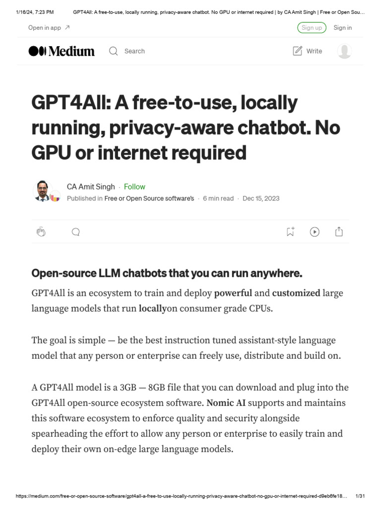 GPT4All: A Free-To-Use, Locally Running, Privacy-Aware Chatbot. No GPU or Internet Required ...