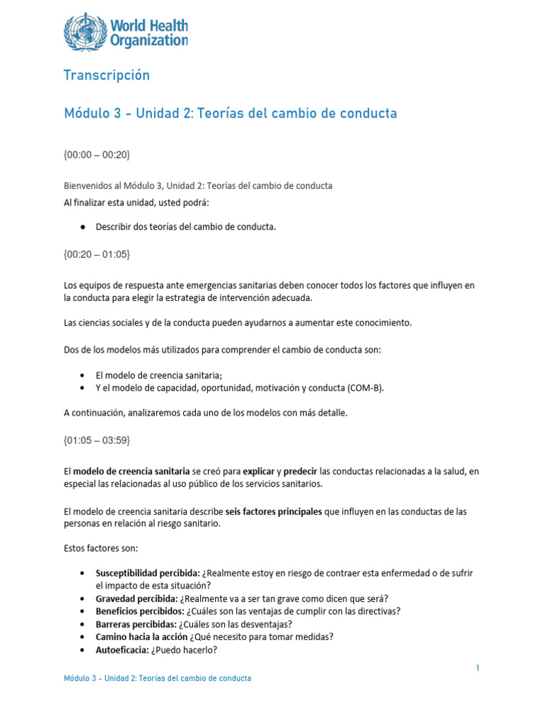 EC M3 U2 Transcript Es v1.0 | PDF | Comportamiento | Fiebre del zika