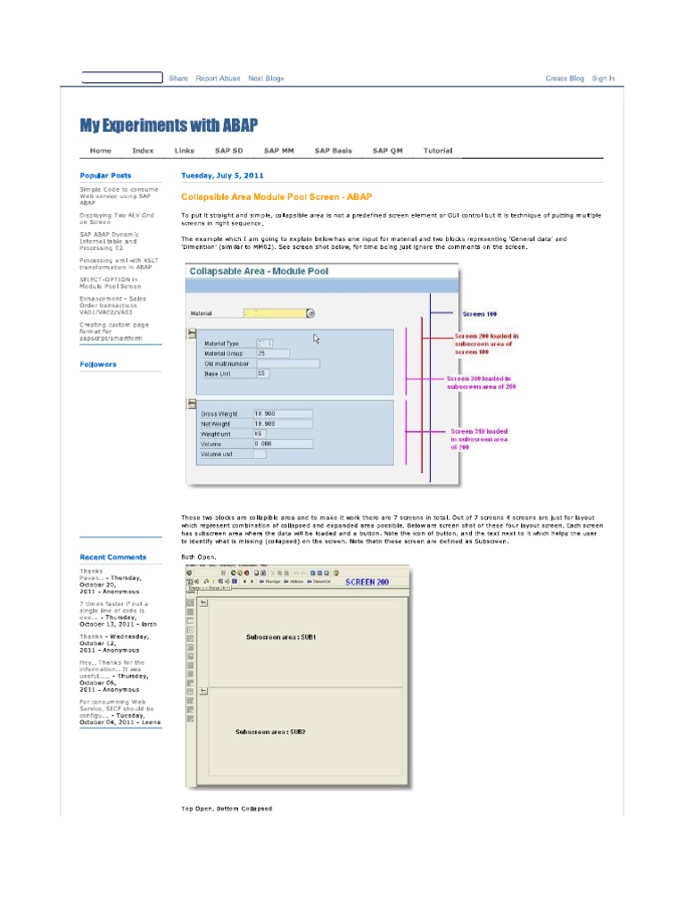 ABAP - Collapsible Area Module Pool Screen - ABAP | PDF | Foreign Language Studies