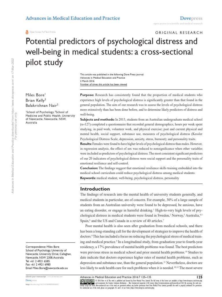 Potential Predictors of Psychological Distress | PDF | Psychology ...