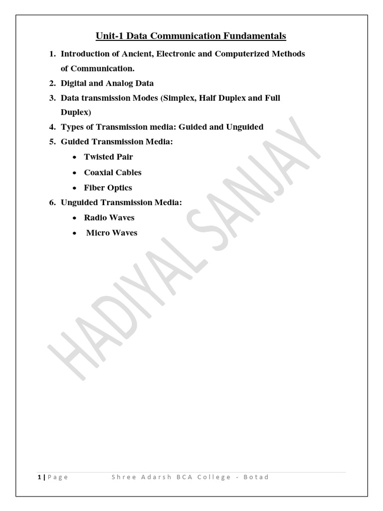 Unit - 1 Data Communication Fundamentals | PDF | Duplex ... Unit - 1 Data Communication Fundamentals | PDF | Duplex ...