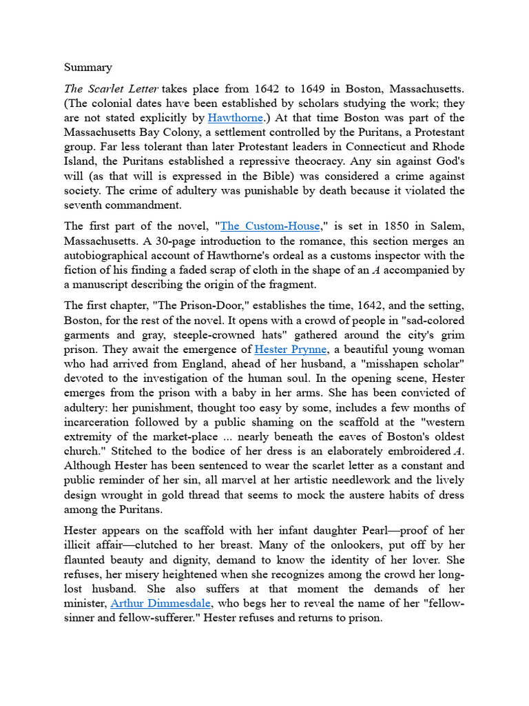 Summary | PDF | The Scarlet Letter