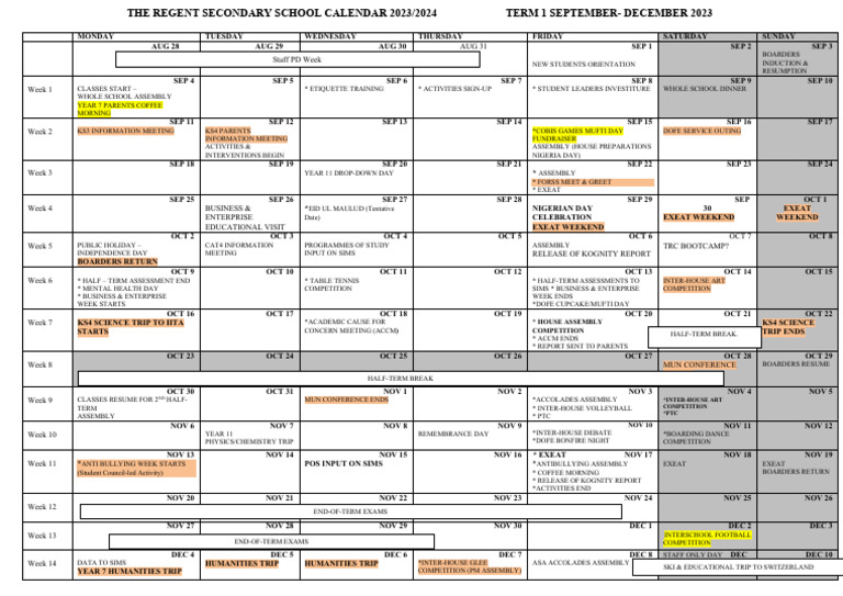 Trss Calendar Term 1 2023-2024 Draft 3 | PDF | Observances