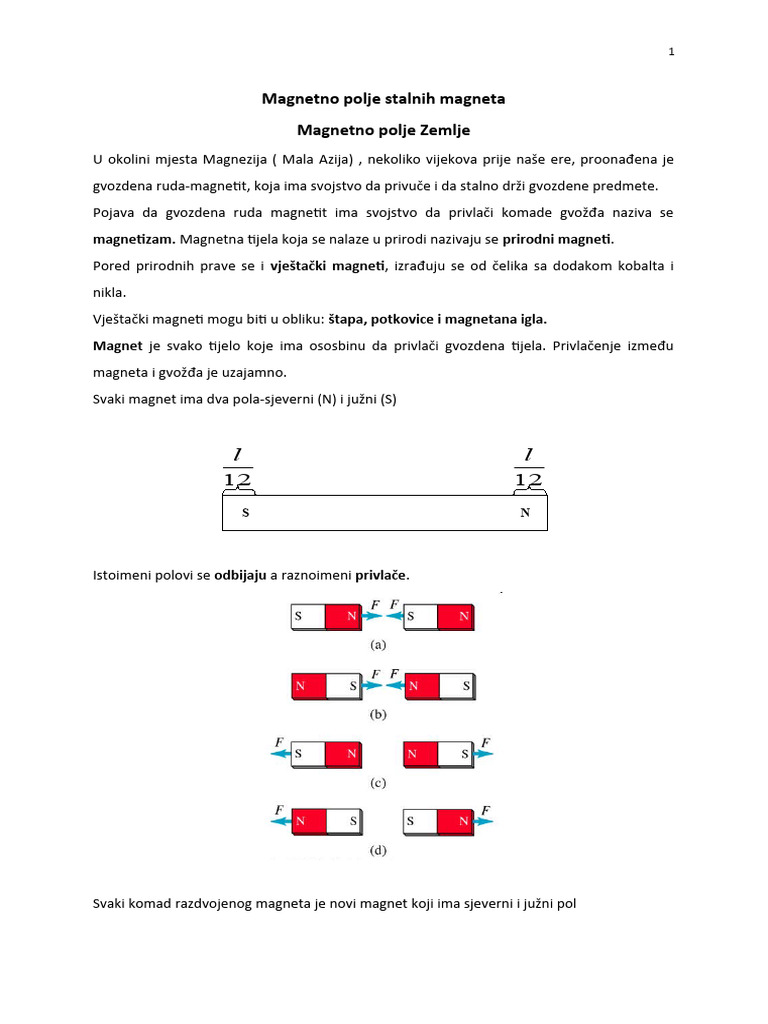Magnetizam 2 Razred | PDF