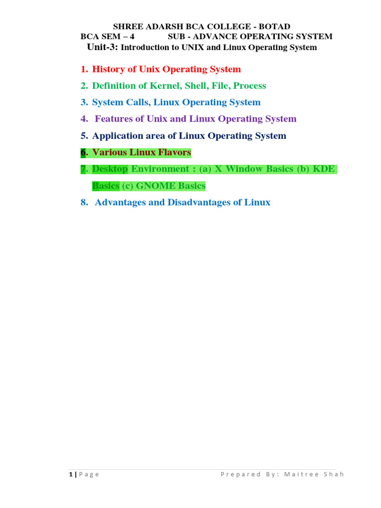 Unit-3 Unix&Linux OS Maitree Shah1111 | PDF Unit-3 Unix&Linux OS Maitree Shah1111 | PDF