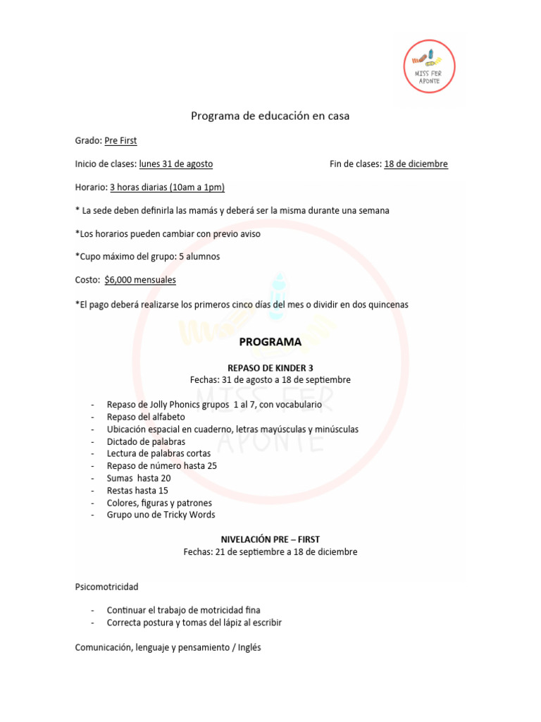 Programa de Educación en Casa PF | PDF | Comunicación humana | Lingüística