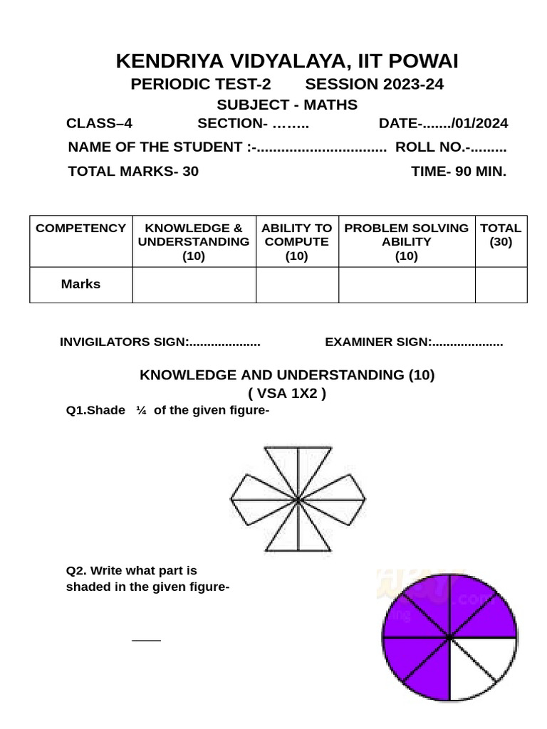 PT2 Maths Class4 | PDF | Computers