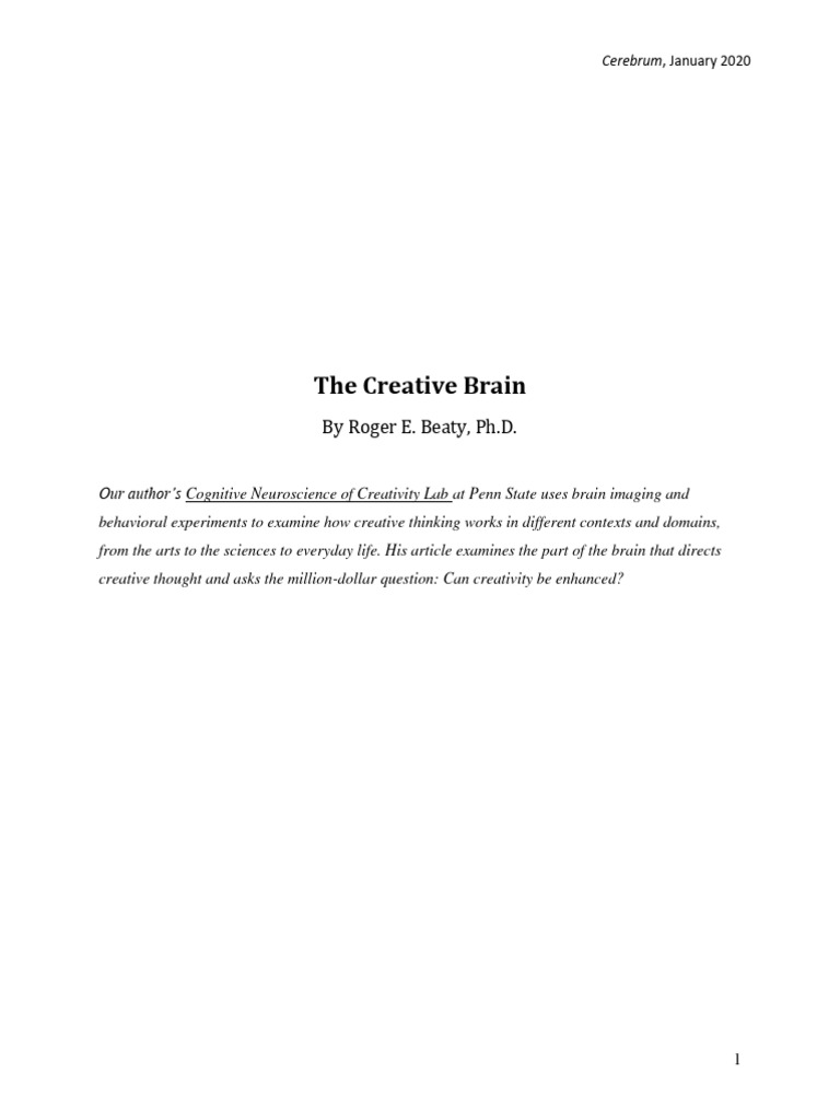 The Creative Brain | PDF | Creativity | Memory