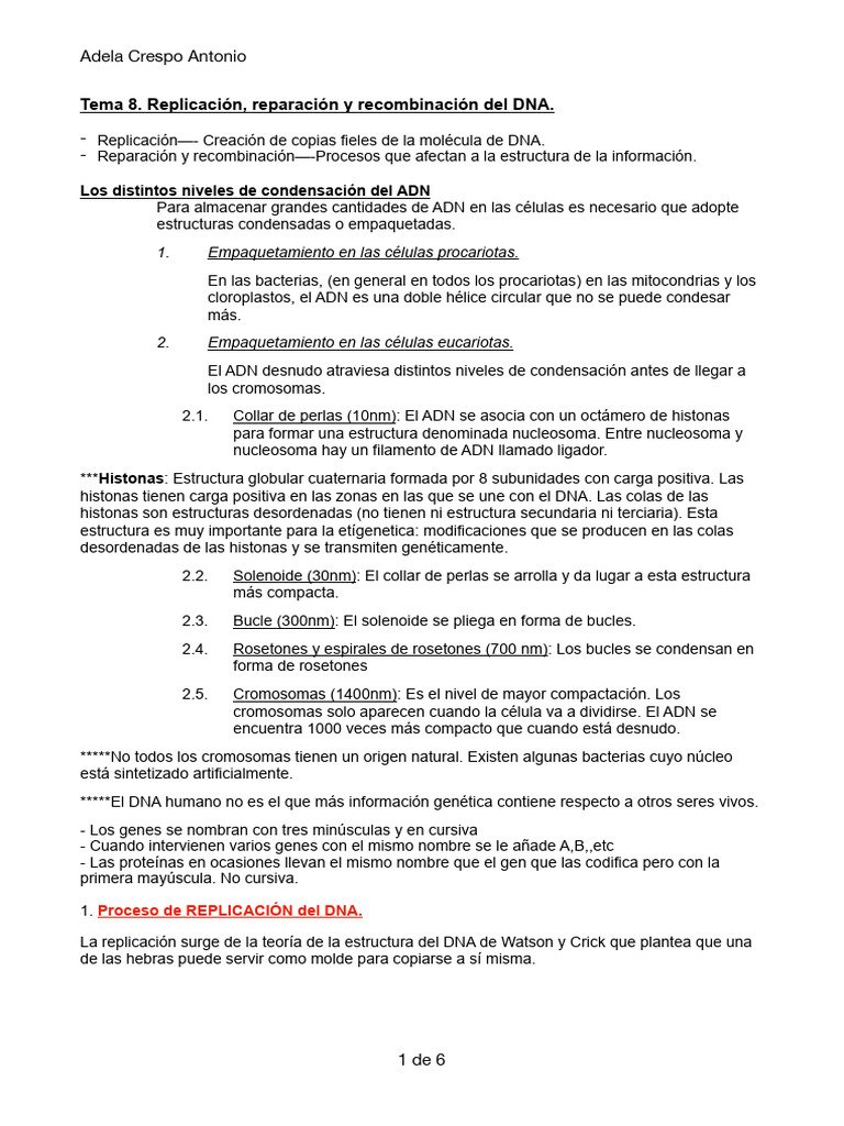 Metabolismo Del DNA. Bioquímica. | PDF | Replicación De Adn | Adn