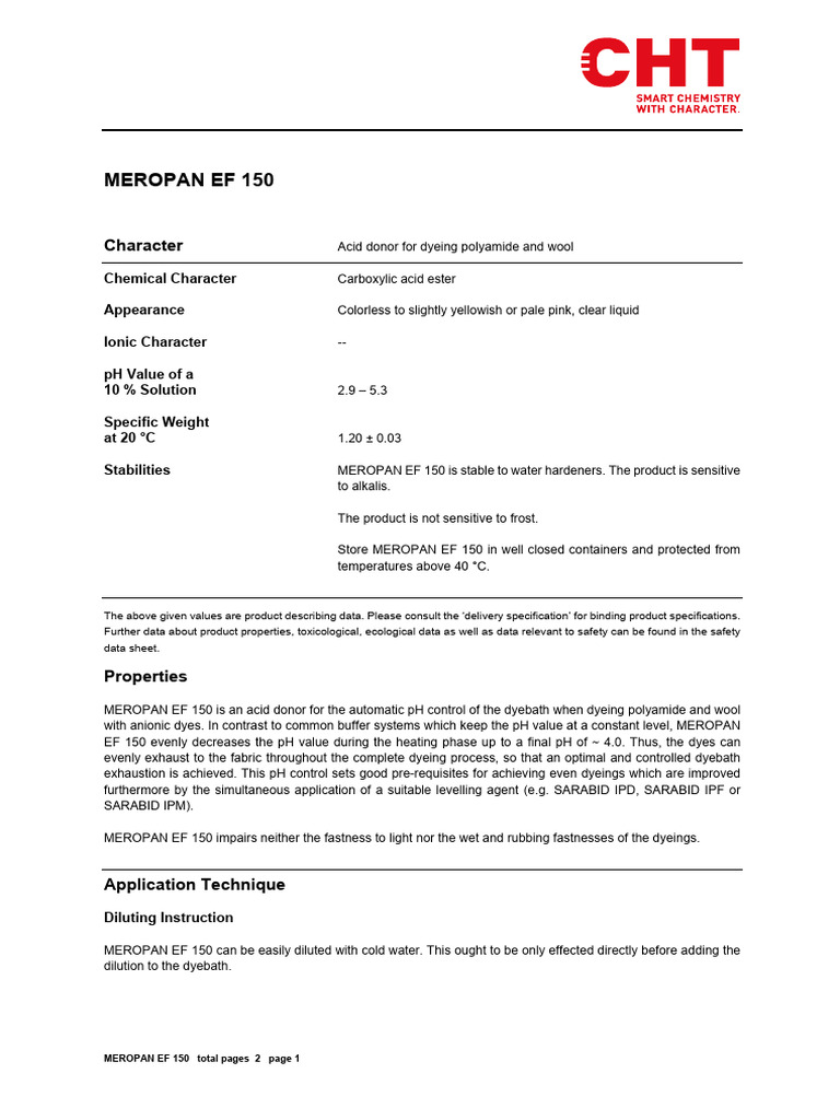 Meropan Ef 150 | Download Free PDF | Dyeing | Ph