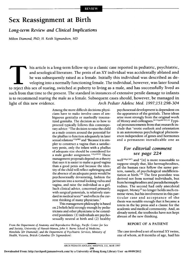 T1 Sex Reassignment at Birth | PDF | Sexual Intercourse | Gender