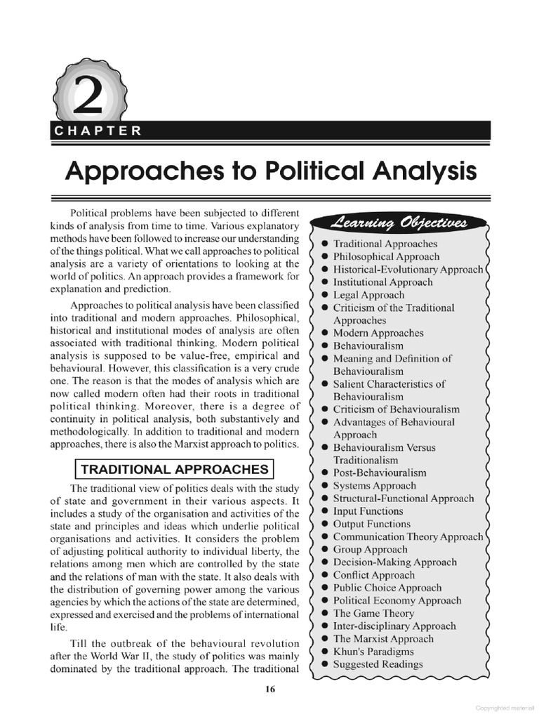 Approaches To The Political Analysis | PDF