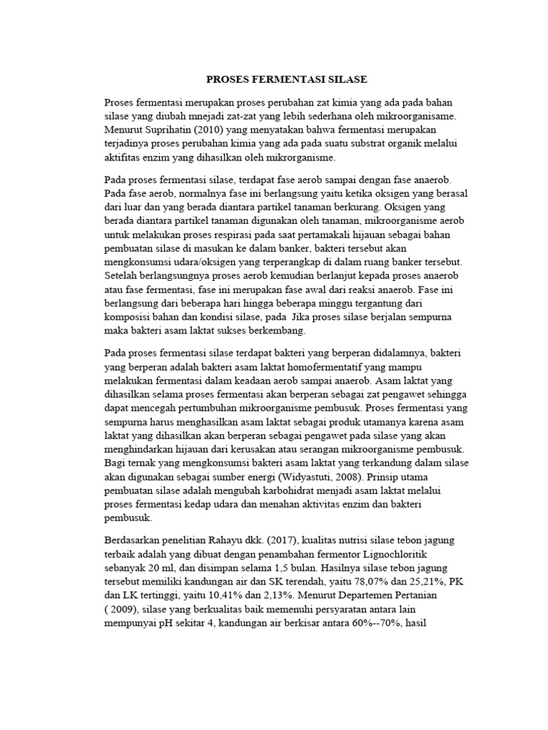 Proses Fermentasi Silase 2 | PDF