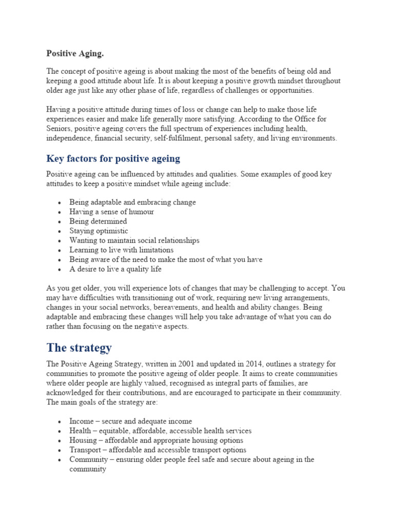 Positive Aging Pdf Ageing Human Security