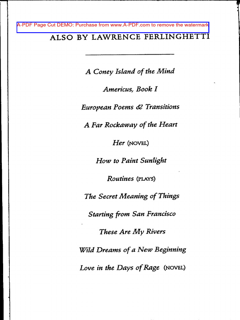 Poetry As Insurgent Art - Lawrence Ferlinghetti | PDF | Poetry | Love