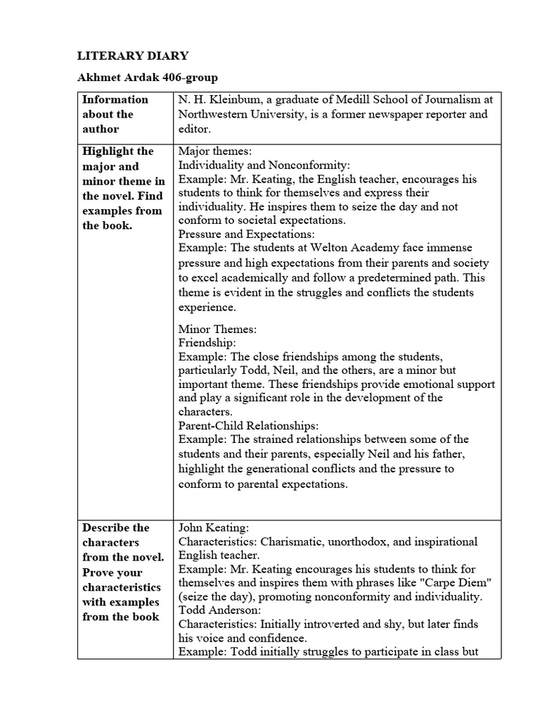 LITERARY Diary | PDF