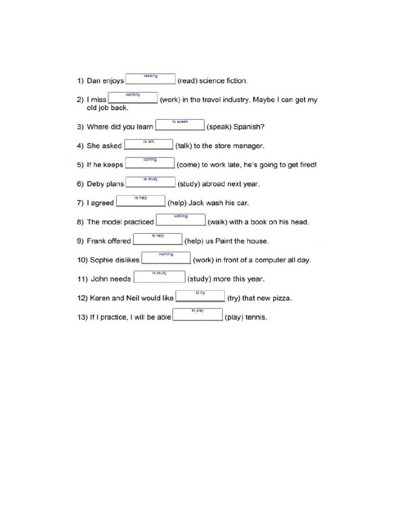 U6 Verb + Infinitive or Gerund | PDF