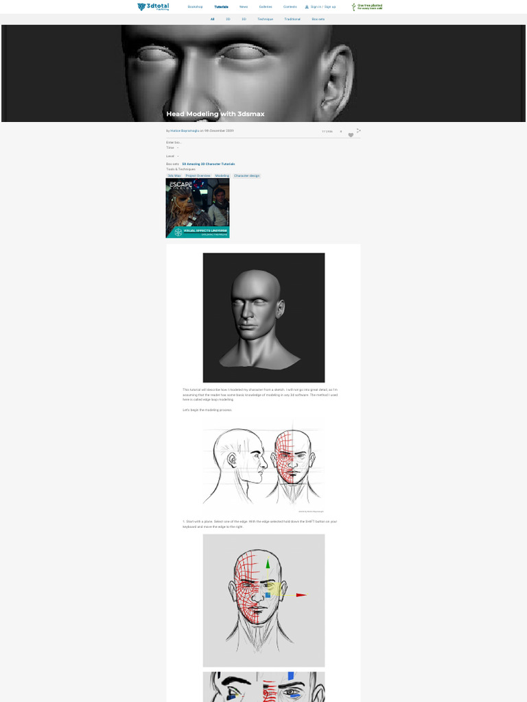 Head Modeling With 3dsmax 3dtotal Learn - Create - Share | PDF | Computing