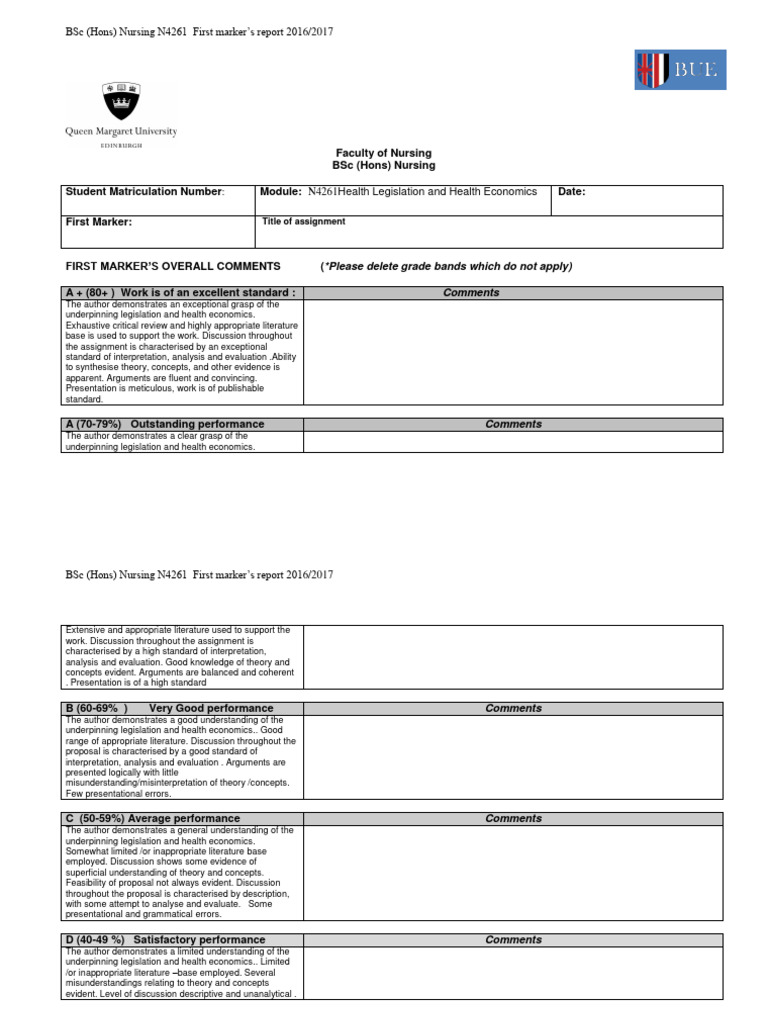 Health Legislation Marking Criteria | PDF | Economics | Health Economics