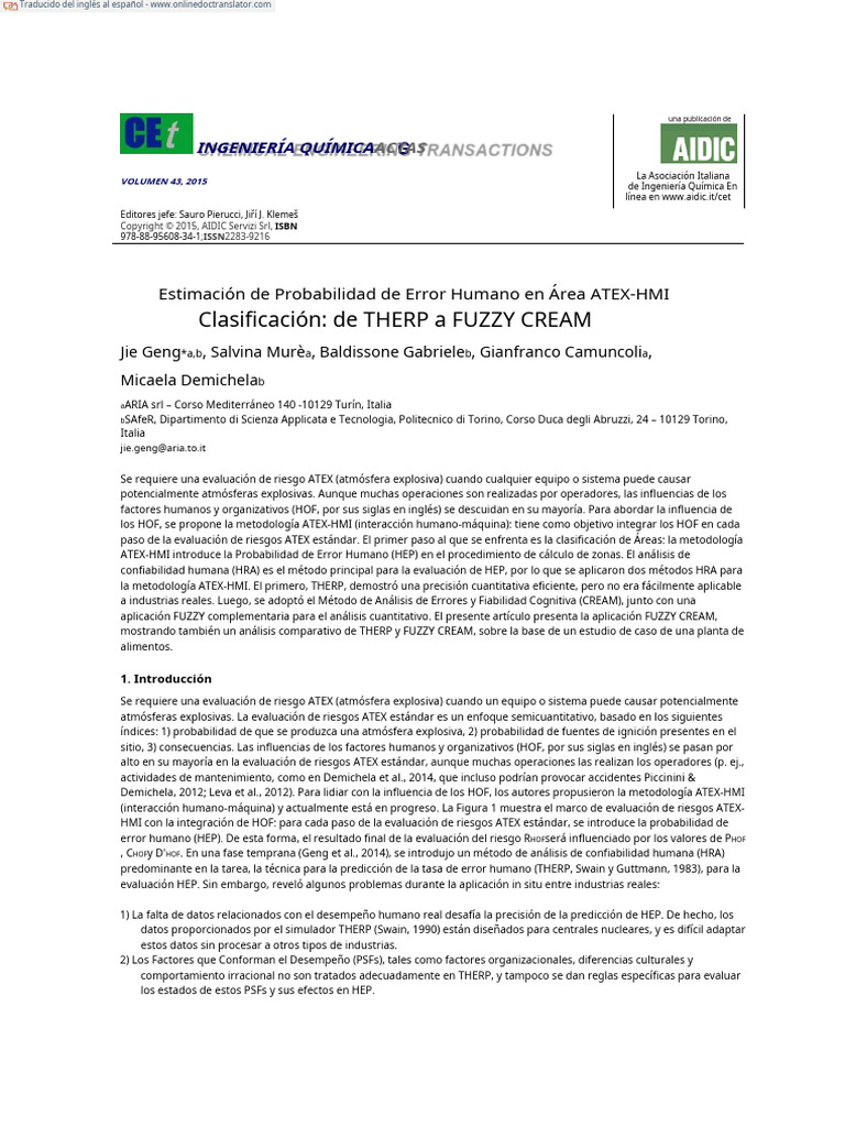 Human Error Probability Estimation in at - En.es | PDF | Lógica difusa