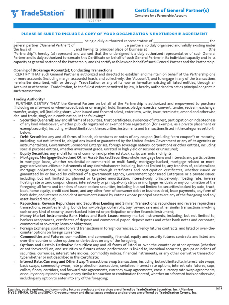 Certificate of General Partners | PDF | Swap (Finance) | Securities ...